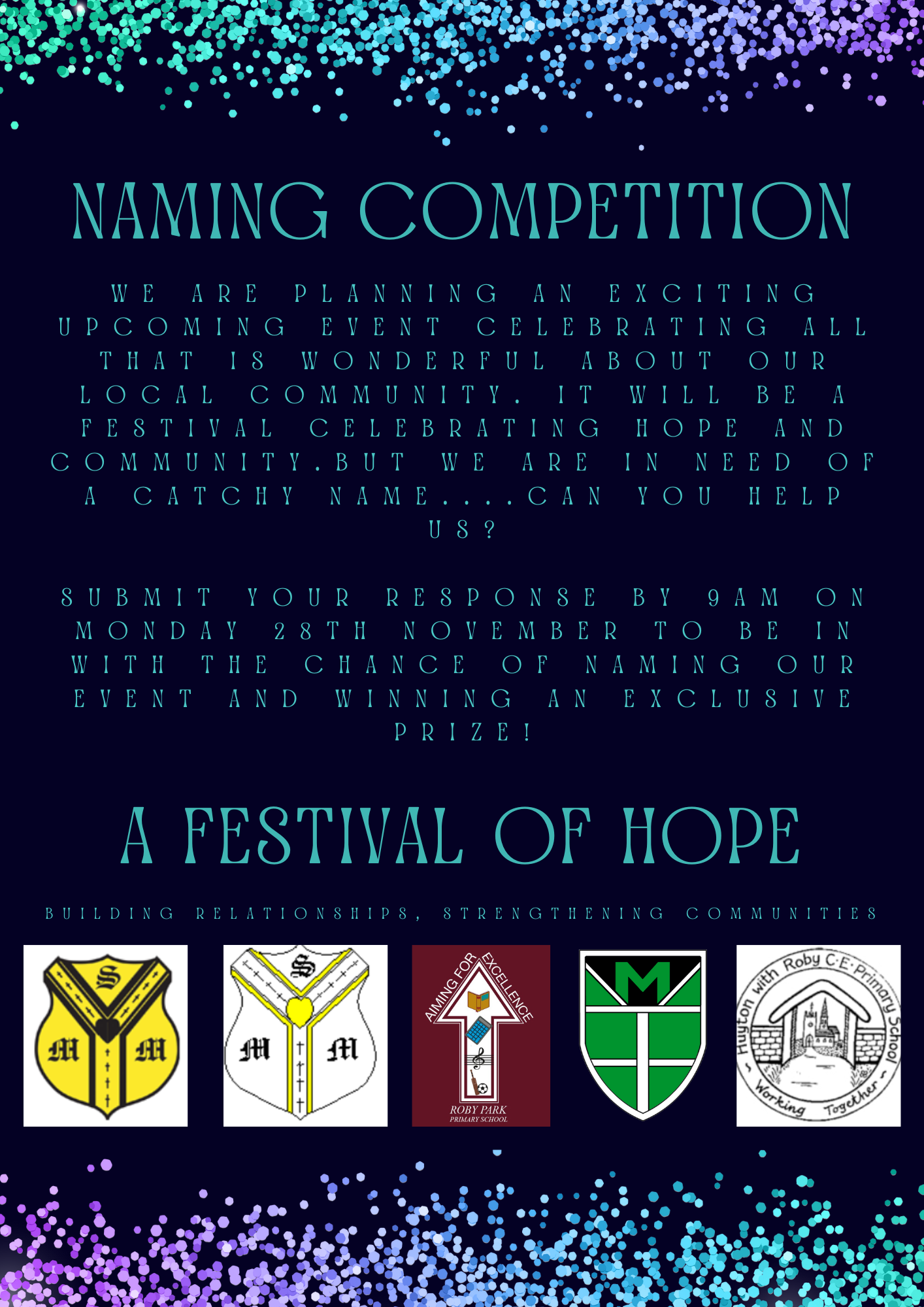 A Festival of Hope - Event Naming Competition Flyer - Roby Park Primary
